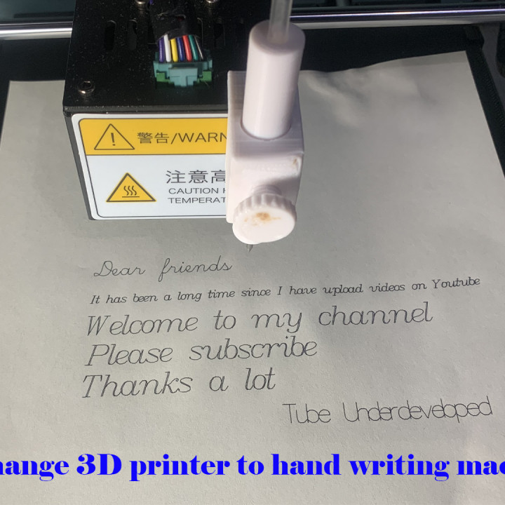 3D Printable 2d handwriting machine attachment by Henry Wang