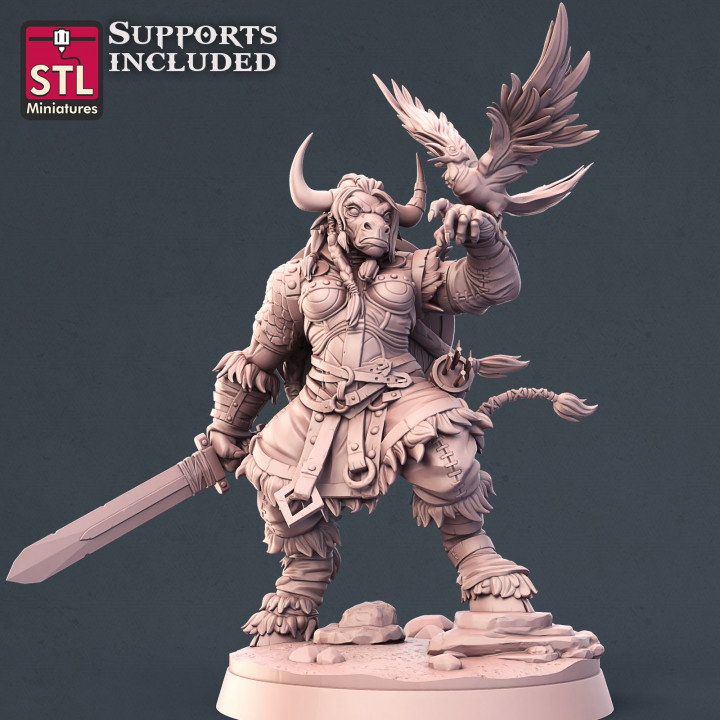 3D Printable Viking Minotaur B by STL Miniatures