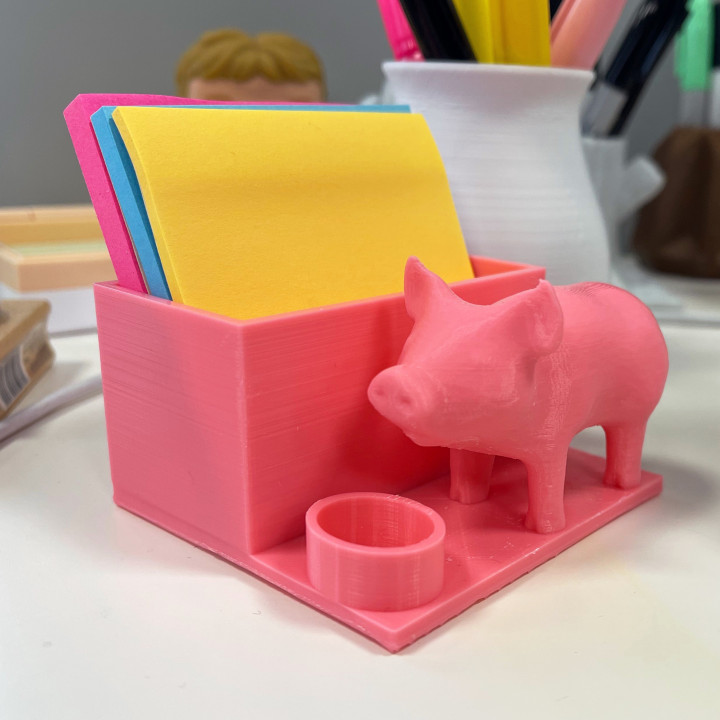 3D Printable Pig Post-it dispenser by Philippe Barreaud