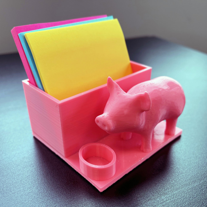 3D Printable Pig Post-it dispenser by Philippe Barreaud