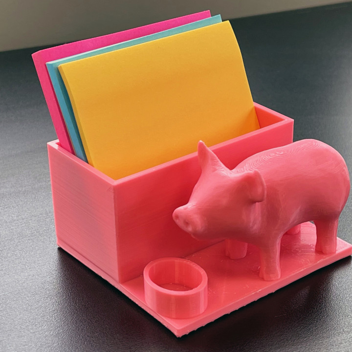3D Printable Pig Post-it dispenser by Philippe Barreaud