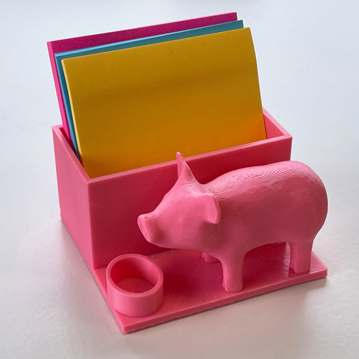 3D Printable Pig Post-it dispenser by Philippe Barreaud