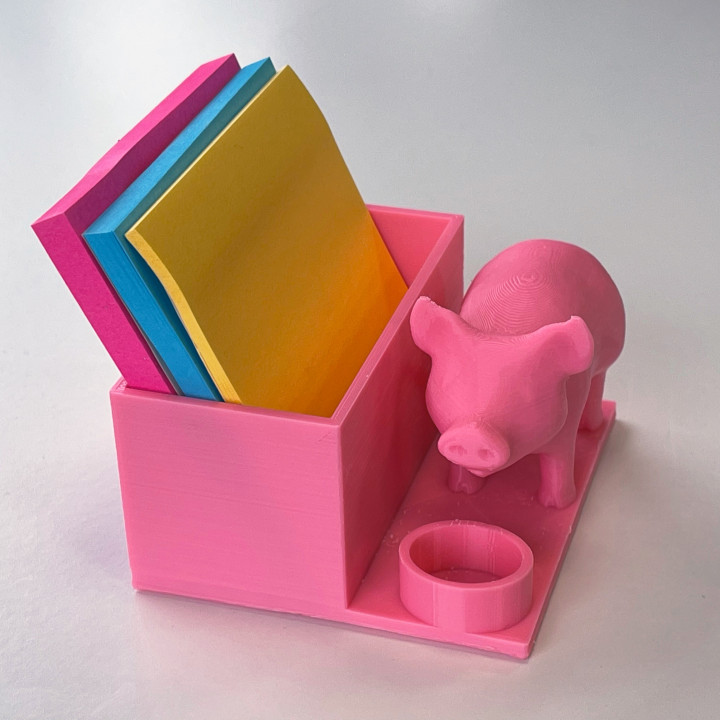 3D Printable Pig Post-it dispenser by Philippe Barreaud