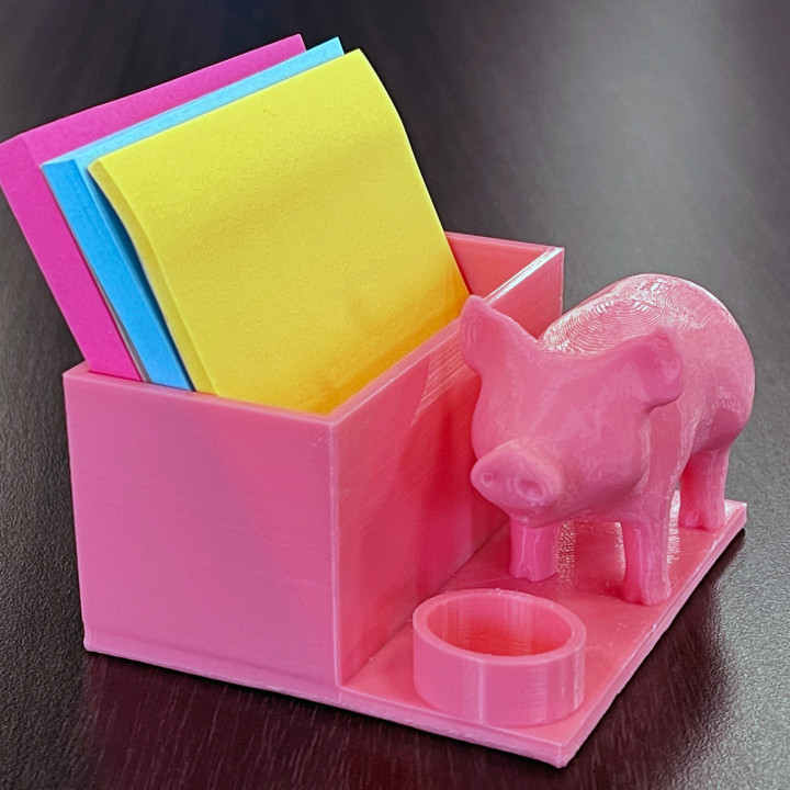 3D Printable Pig Post-it dispenser by Philippe Barreaud