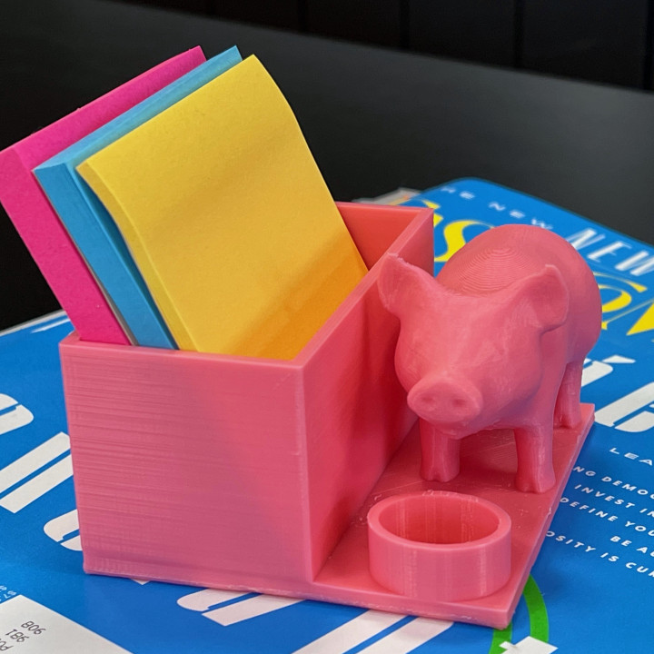 3D Printable Pig Post-it dispenser by Philippe Barreaud