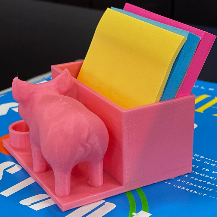 3D Printable Pig Post-it dispenser by Philippe Barreaud