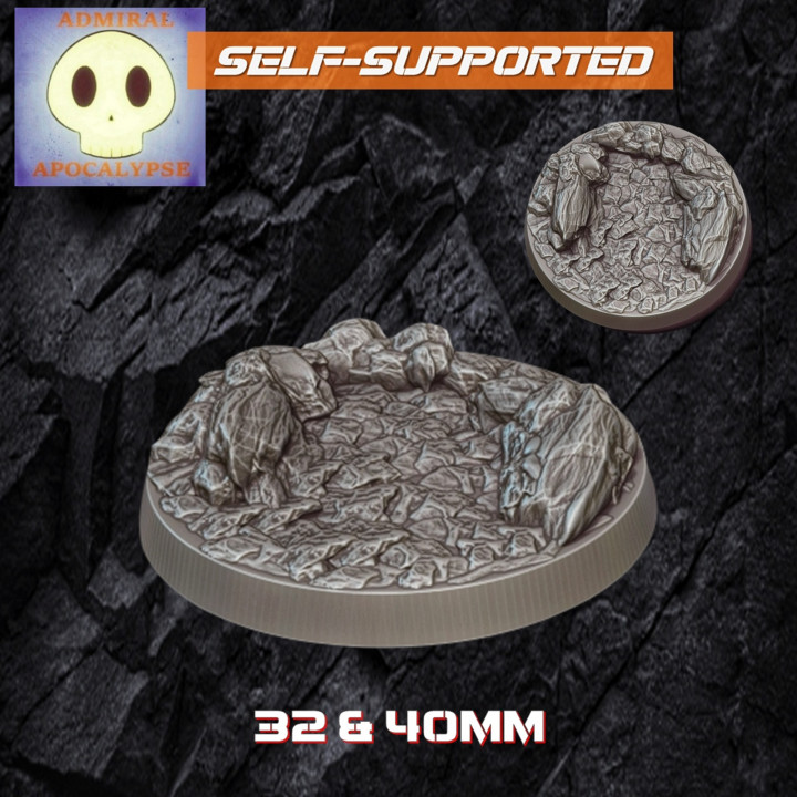 3D Printable Rockground base Set 1 (diameter: 32mm & 40mm) by Admiral ...