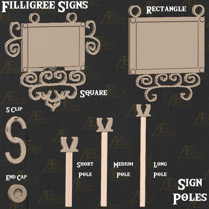 3D Printable AECAPC04 - Shop Signs by Aether Studios