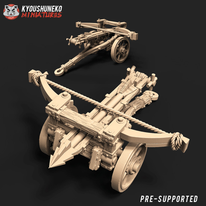 3D Printable Dwarf Ballista Artillery by Kyoushuneko Miniatures