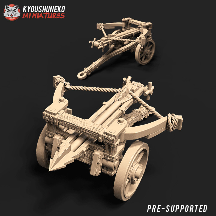 3D Printable Dwarf Ballista Artillery by Kyoushuneko Miniatures