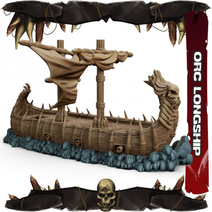 3D Printable Orc Longship by RocketPigGames