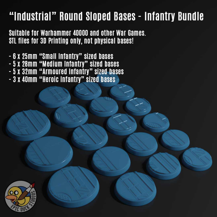 3D Printable Industrial / Sci-Fi Miniature Bases - Assorted Infantry ...