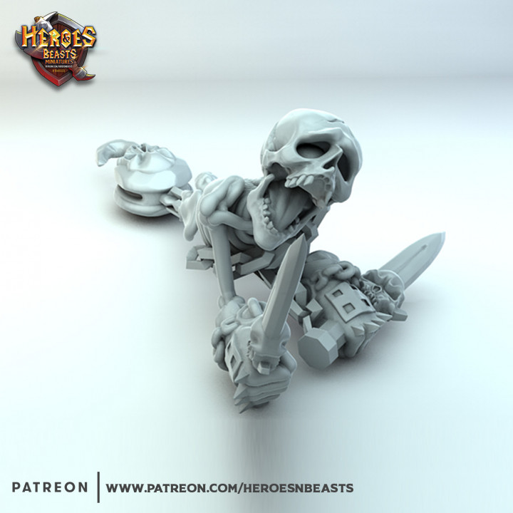 3D Printable Skeleton crawling warrior by Heroes and Beasts
