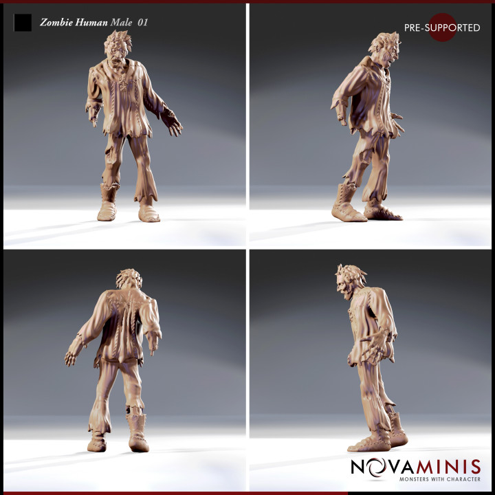 3D Printable Zombie Human Male 01 by NovaMinis