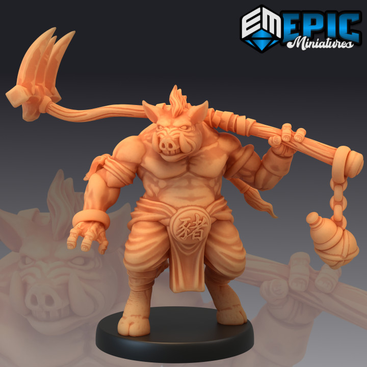 3D Printable Pigsy Set / Zhu Bajie / Chinese Pig Demon / Boar Monster ...