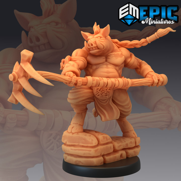 3D Printable Pigsy Set / Zhu Bajie / Chinese Pig Demon / Boar Monster ...
