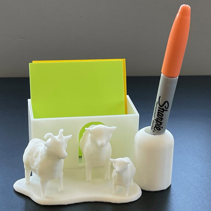 3D Printable Sheep Post-it and Sharpie holder by Philippe Barreaud