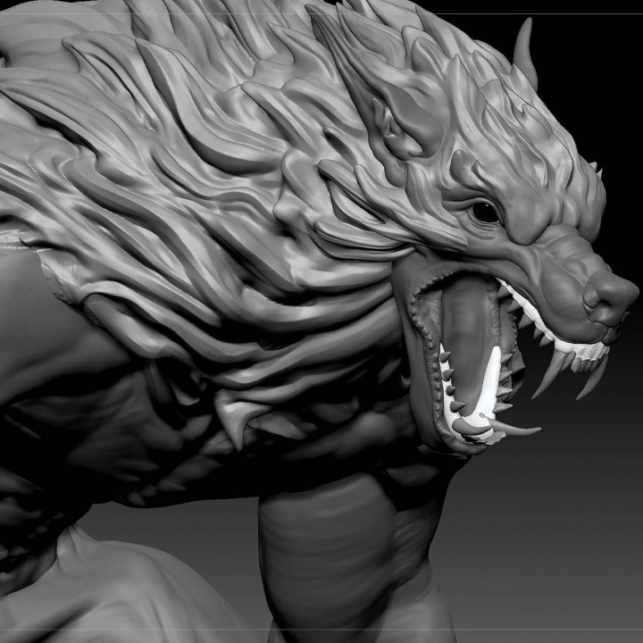 3D Printable Werewolf on rock by Arcanum Workshop