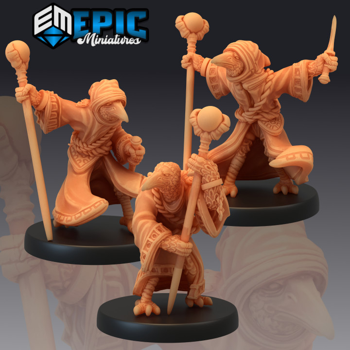 3D Printable Birdfolk Wizard Set / Bird Sorcerer / Raven Folk Magician ...
