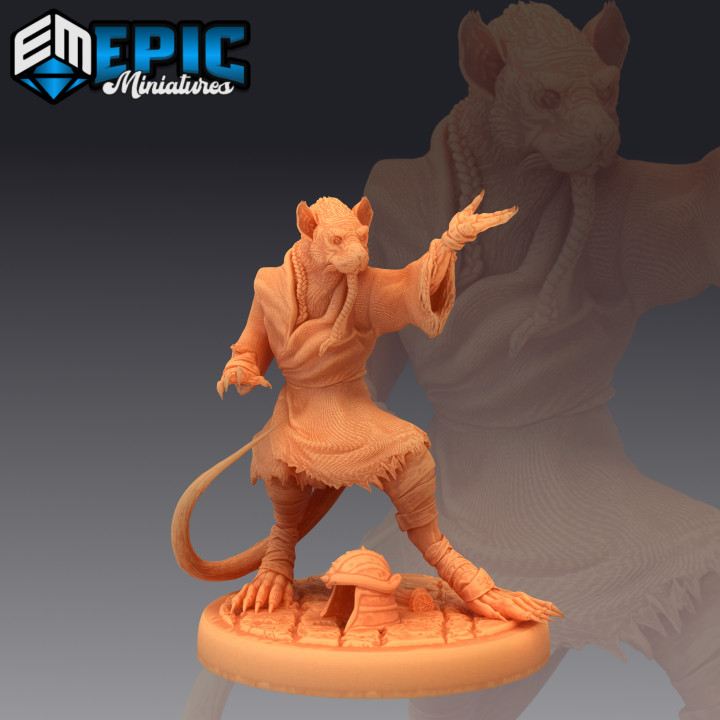 3D Printable Ratfolk Sensei Fighting / Rat Martial Artist / Japanese ...