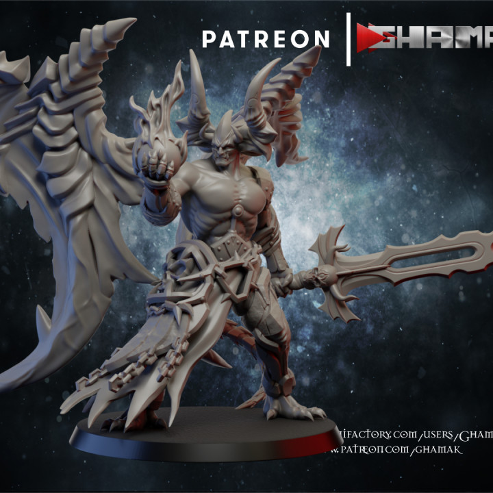 3D Printable chaos demon lord support ready by Ghamak