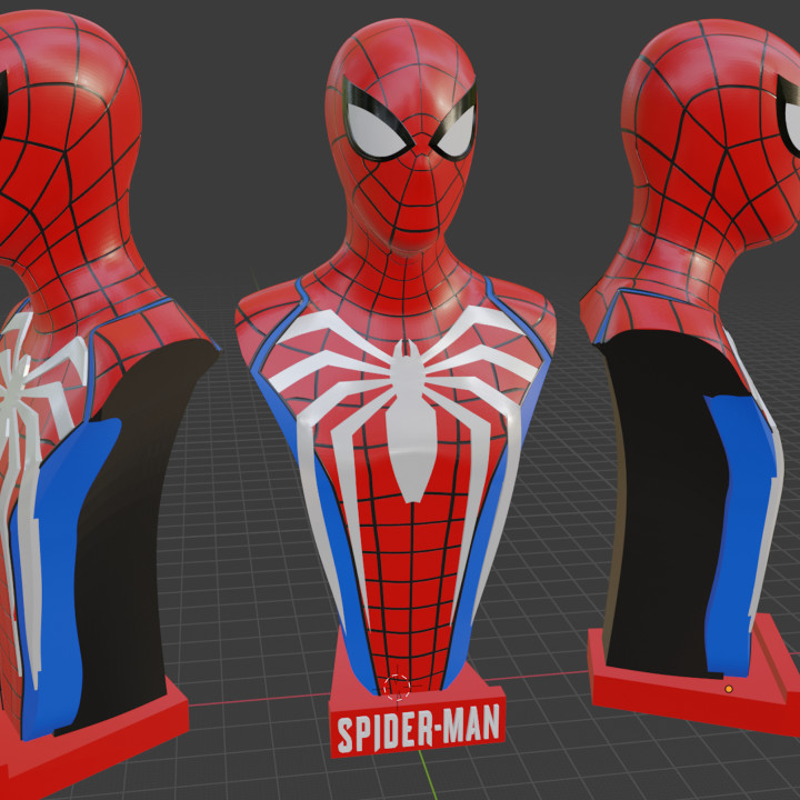 3D Printable Multicolour Spider-Man PS4 Bust - Advanced Suit MMU by iczfirz