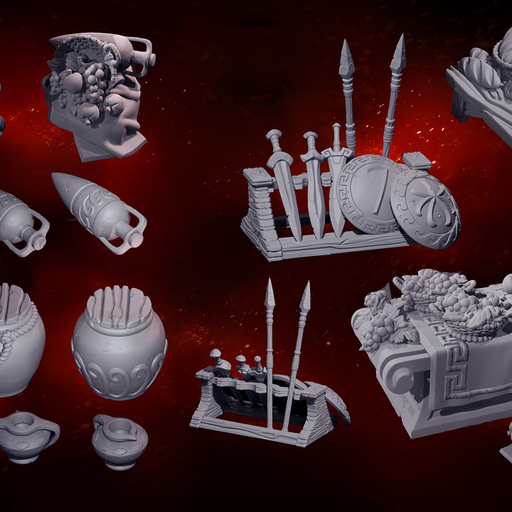 3D Printable Greek props by DrunkenDwarf