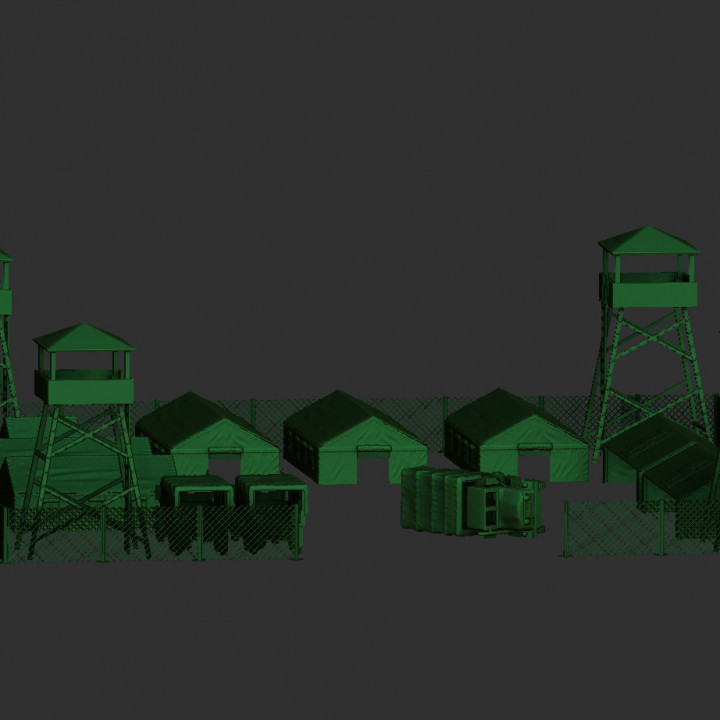 3D Printable Zombie Apocalypse Military camp by BattleCat Miniatures