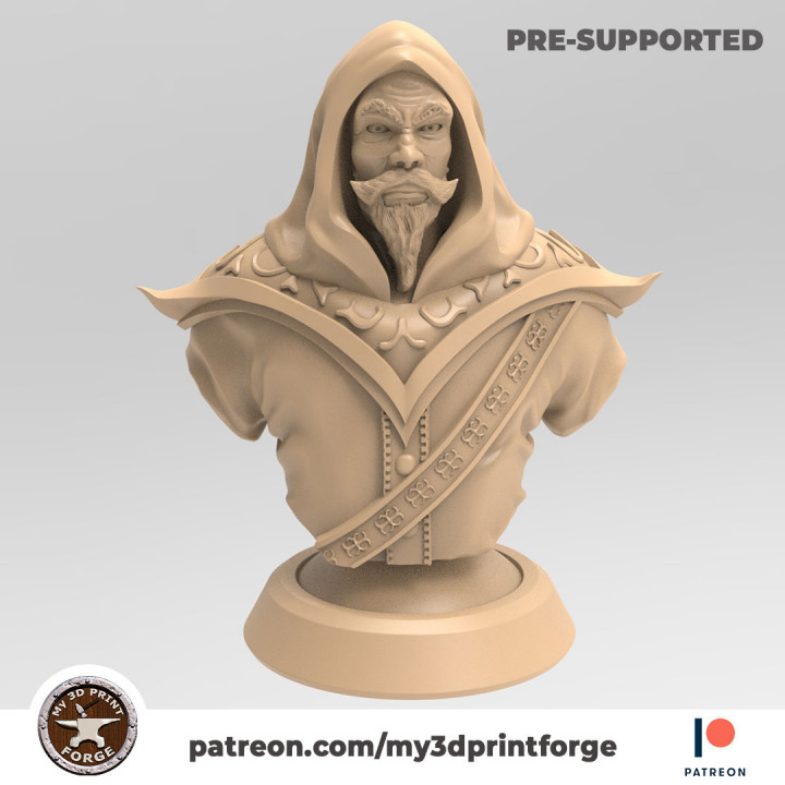 3D Printable AZIR The Wind MAGE BUST 75mm pre-supported by My3DPrintForge