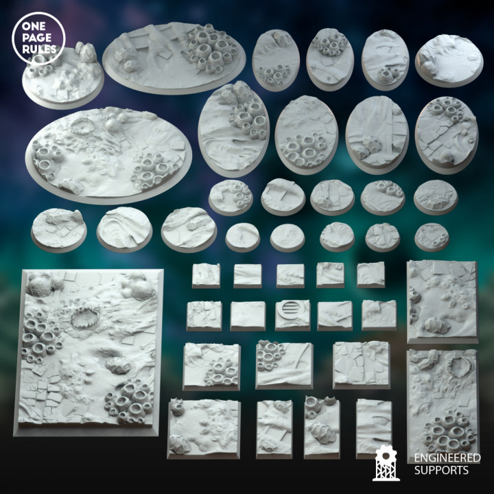 3D Printable Alien Hives Bases (Round & Square) by One Page Rules