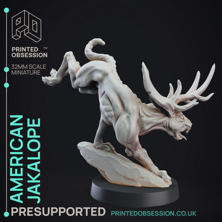 3D Printable Jackalope - Cryptid - PRESUPPORTED - 32mm Scale by Printed ...