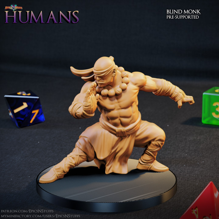 3D Printable Blind Monk Miniature - Pre-Supported by Epics N Stuffs