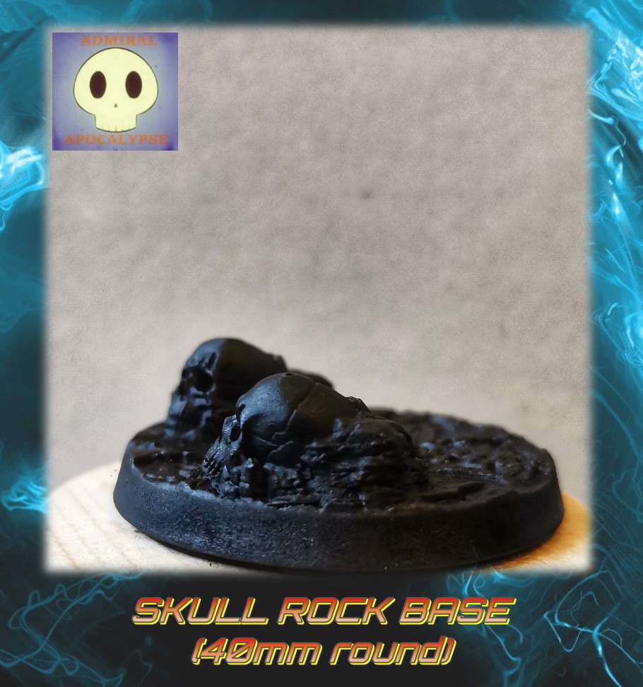 3D Printable Skull Rock Base (40mm round) by Admiral Apocalypse