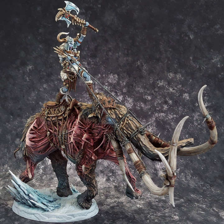 3D Printable Undead Mammoth and Frost Giant Rider by Mini Monster Mayhem