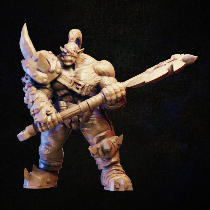 3D Printable Ork warrior with axe by Stanislav Kuznetsov