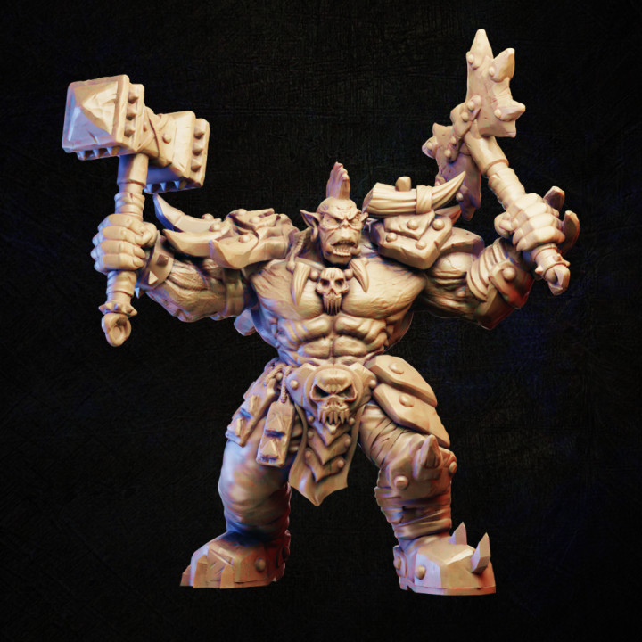 3D Printable Ork warrior with dual axes by Stanislav Kuznetsov
