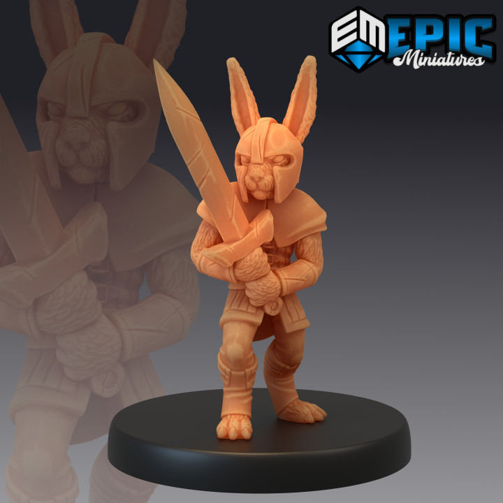 3D Printable Bunny Swordsman / Rabbit Sword Warrior / Rodent Knight by ...