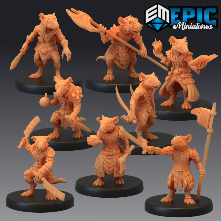 3D Printable Rat Folk Set / Ratfolk Army / Rodent Bandit by Epic-Miniatures
