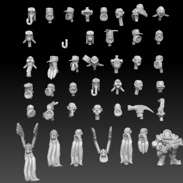3D Printable Dwarf Head Megapack by Sharedog Miniatures
