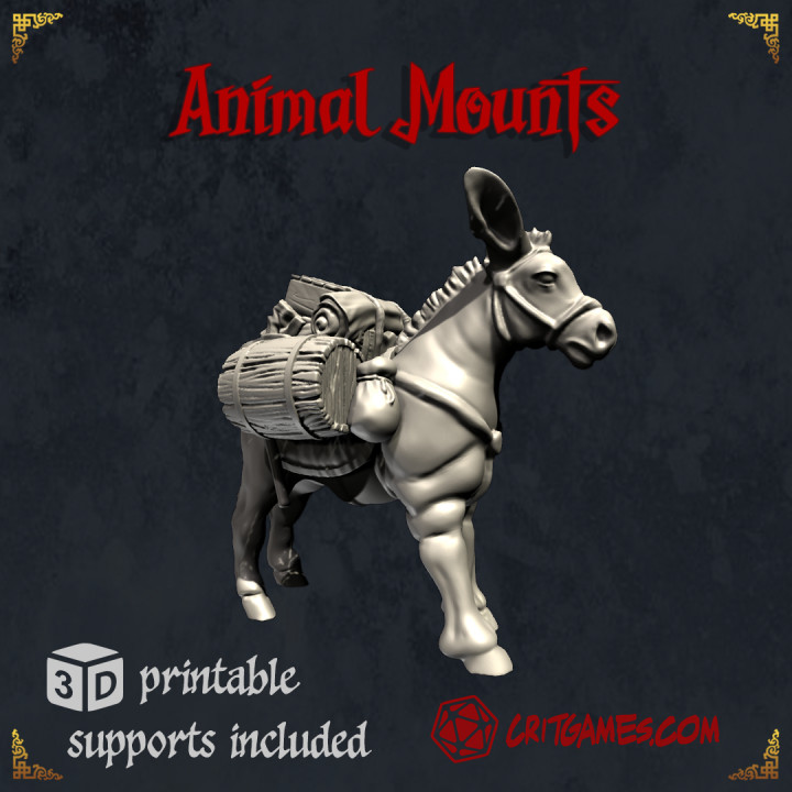 3D Printable Mule Animal Mount by Crit Games