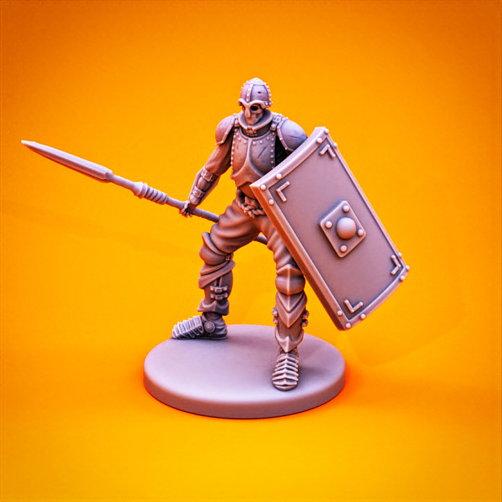 3D Printable Skeleton - Infantry - Javelin + Scutum Shield - Ready Pose ...