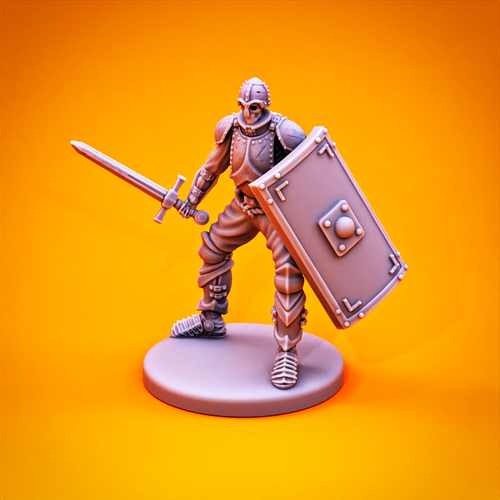 3D Printable Skeleton - Infantry - Sword + Scutum Shield - Ready Pose ...