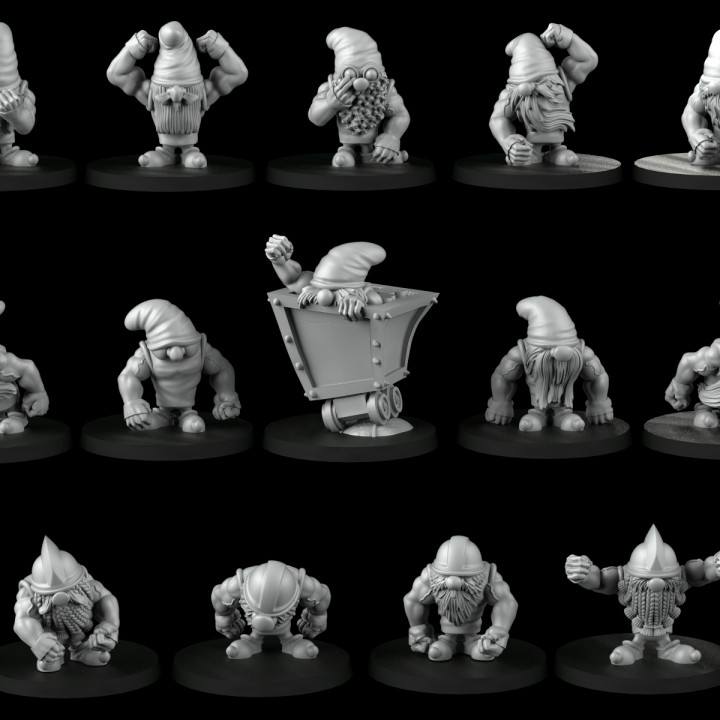 3D Printable Seven Dwarf Complete Team by Crosslances