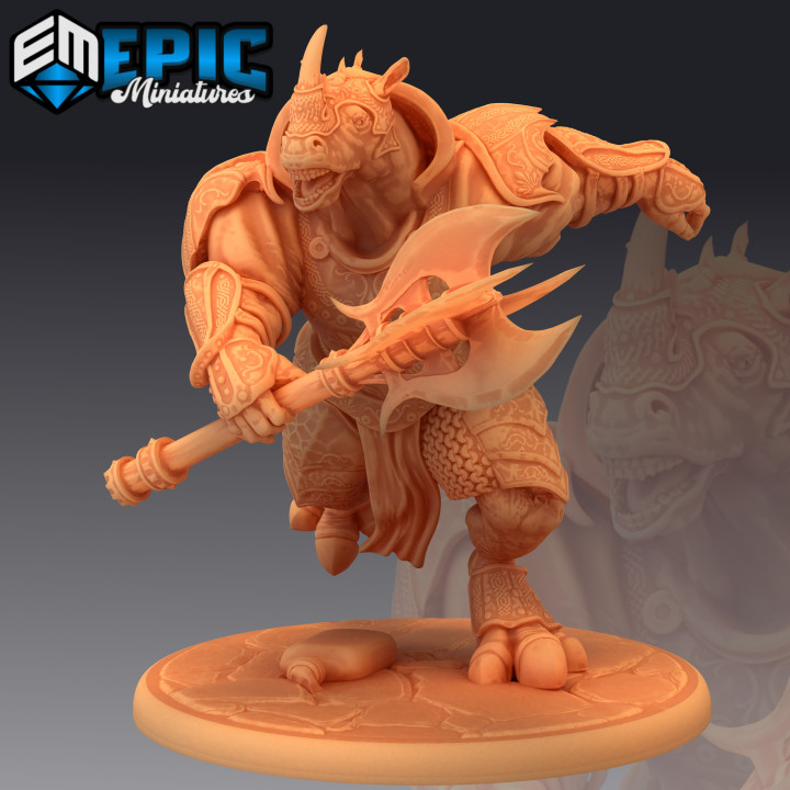 3D Printable Rhino Folk Champion Set / Rhinofolk Warrior / Heavy Armor ...