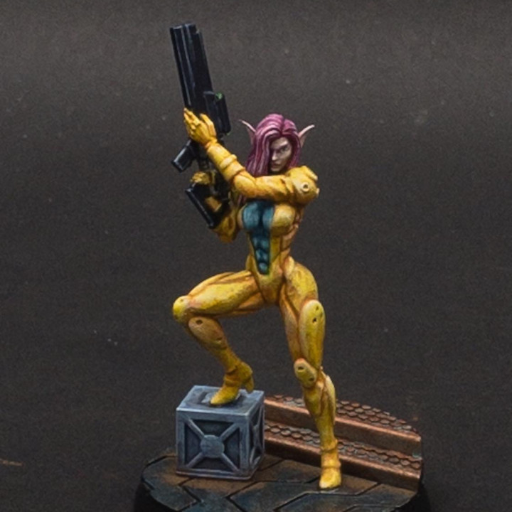 3D Printable BLACK SORROW FEMALE ELF MERCENARY by PAPSIKELS MINIATURES