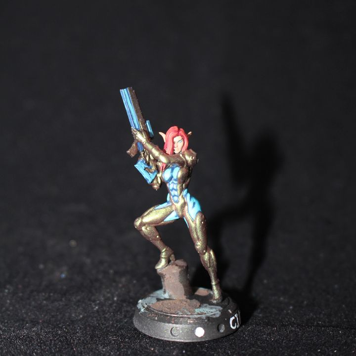 3D Print of BLACK SORROW FEMALE ELF MERCENARY by Leviathan7777