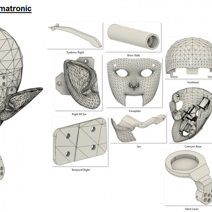 3D Printable Robowaifu Animatronic Head (1:1 Human Sized) by Eddy