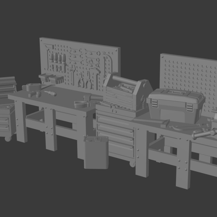 3D Printable Workbench and tools by Tiny Furniture