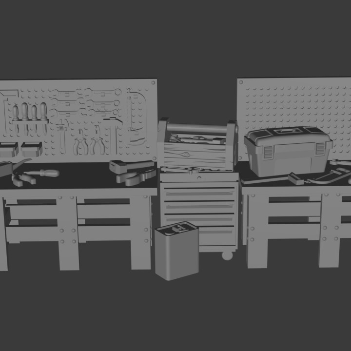 3D Printable Workbench and tools by Tiny Furniture