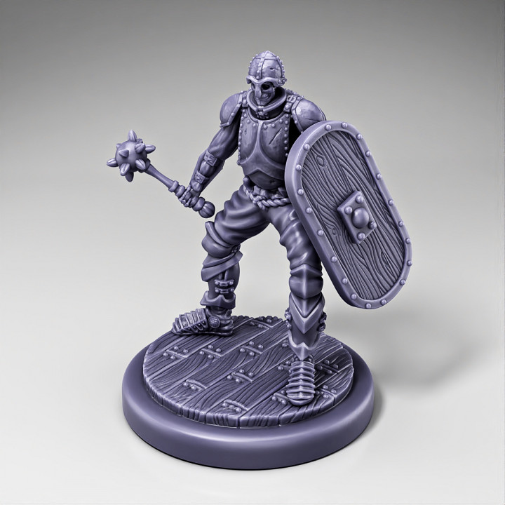 3D Printable Skeleton - Infantry - Mace + Elliptical Shield - Ready ...